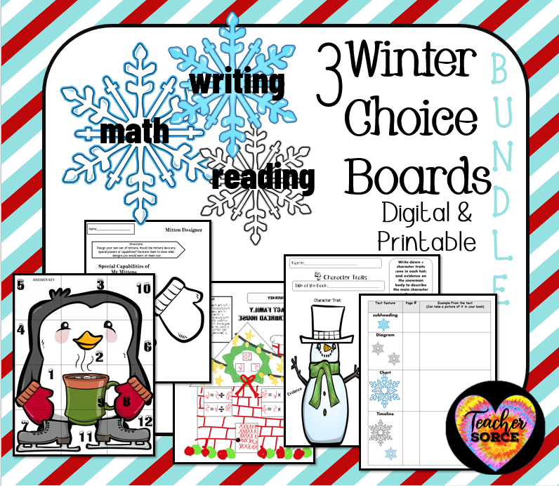 Winter Math Choice Board