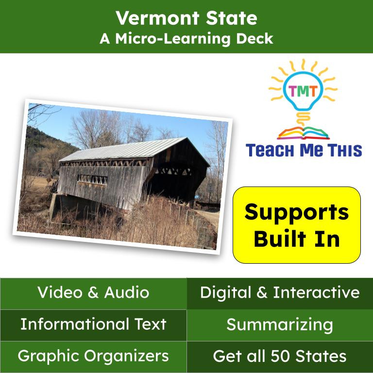 Vermont (50 States and Capitals) Informational Text and Activities