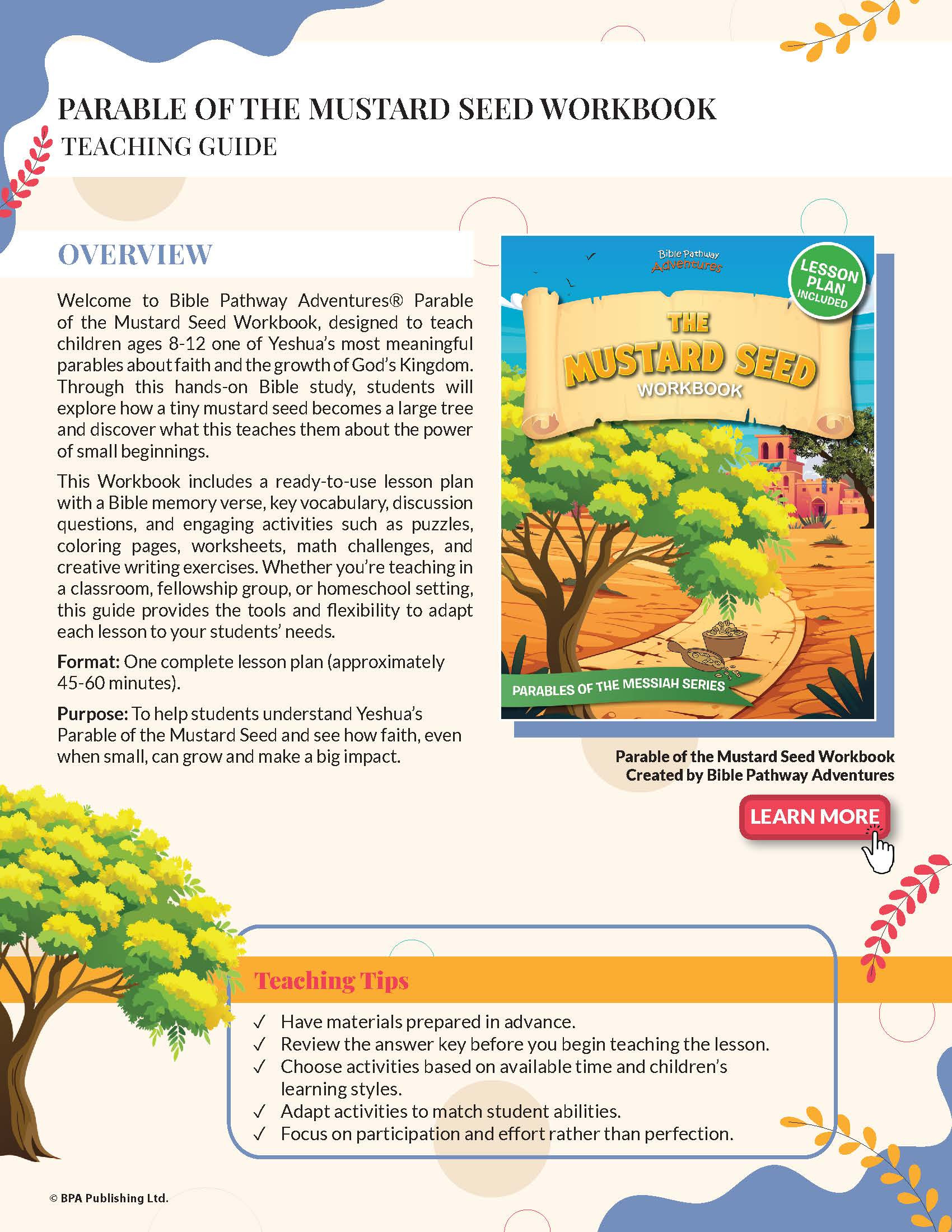 Bible Parable: The Sower workbook