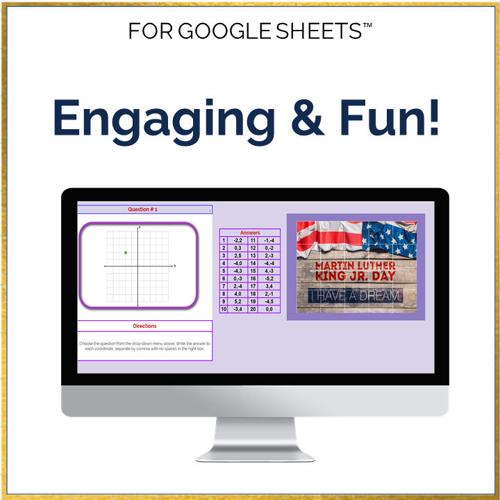 Martin Luther King Jr Math Coordinate Plane Pixel Art Activity