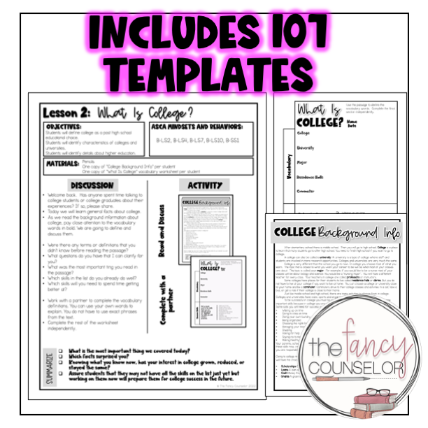 Middle School College Readiness Group Counseling Classroom Lessons