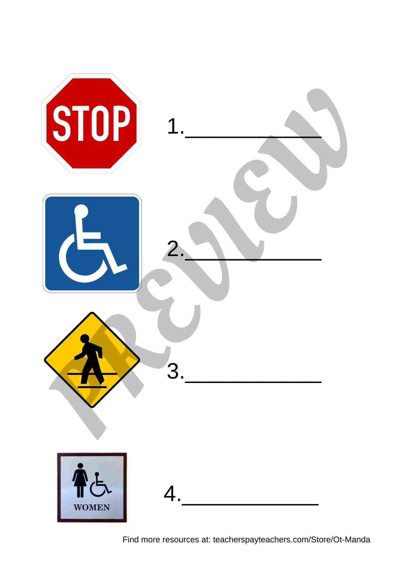 Safety Environmental Signs Labeling Activity | Occupational Therapy ...