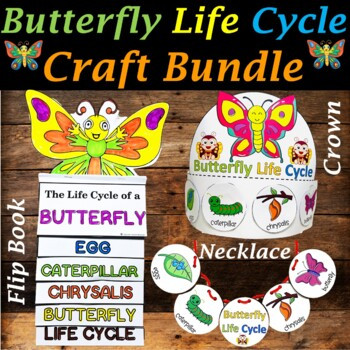 Life Cycle of a Butterfly Craft Bundle, Lifecycle Crown Hat, Necklace ...