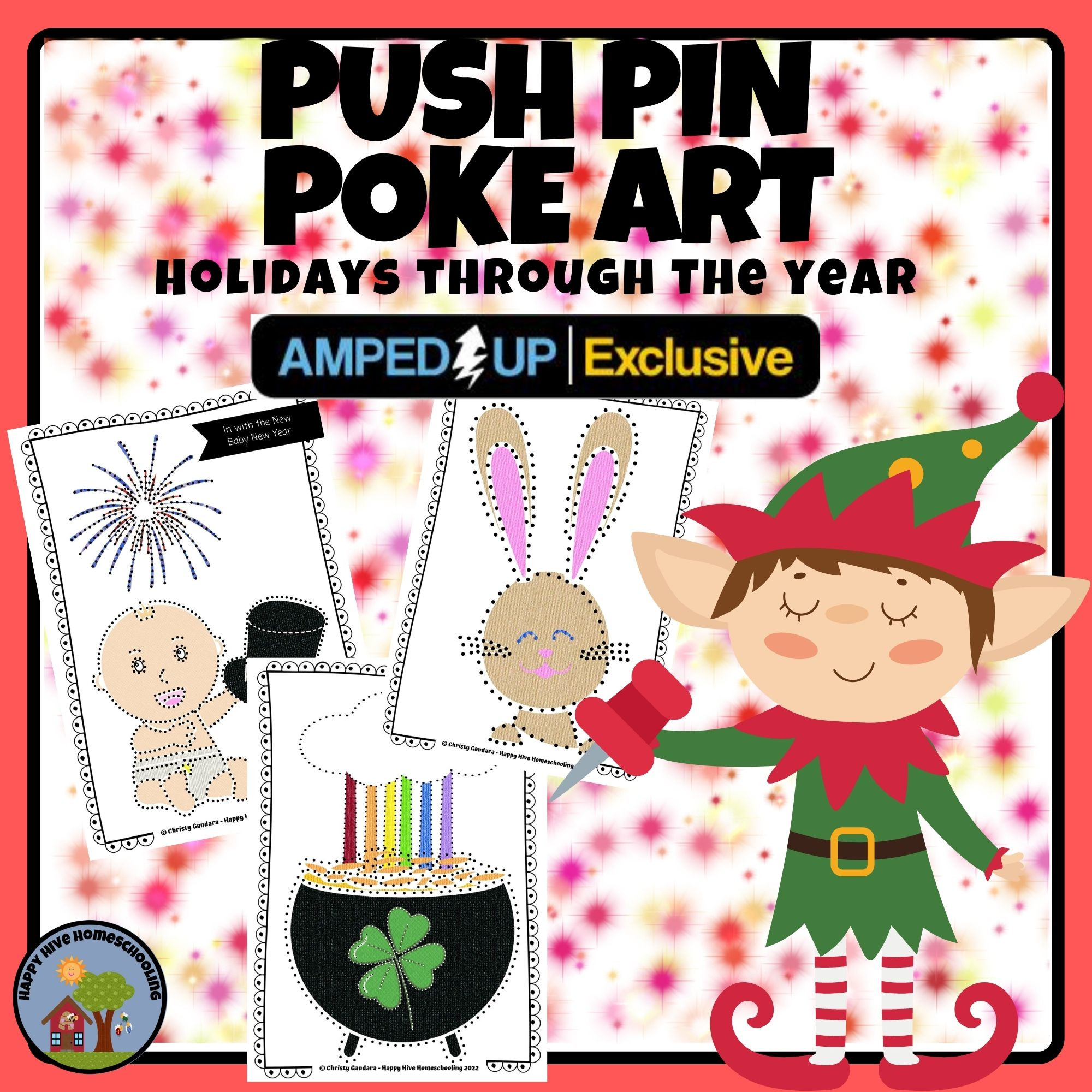 Push Pin Poke Art - 13 monthly holiday pictures