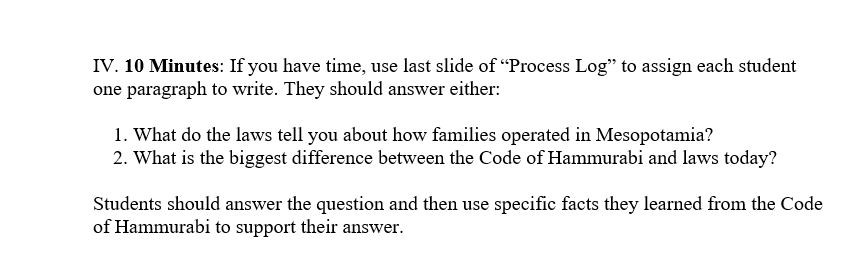 Code of Hammurabi Lesson