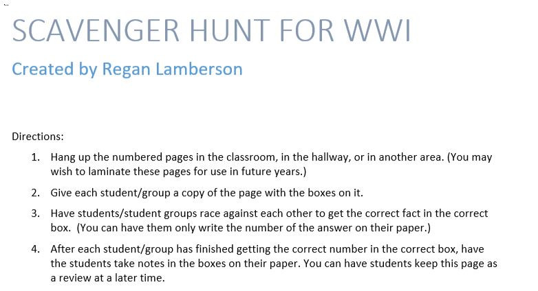 US History Since 1877 EOC STAAR Prep Scavenger Hunt for WWI - Amped Up ...