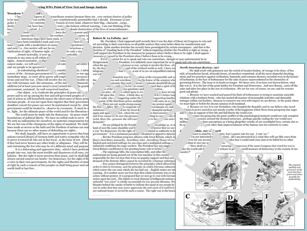 America's Entry into WW1 Point of View Analysis