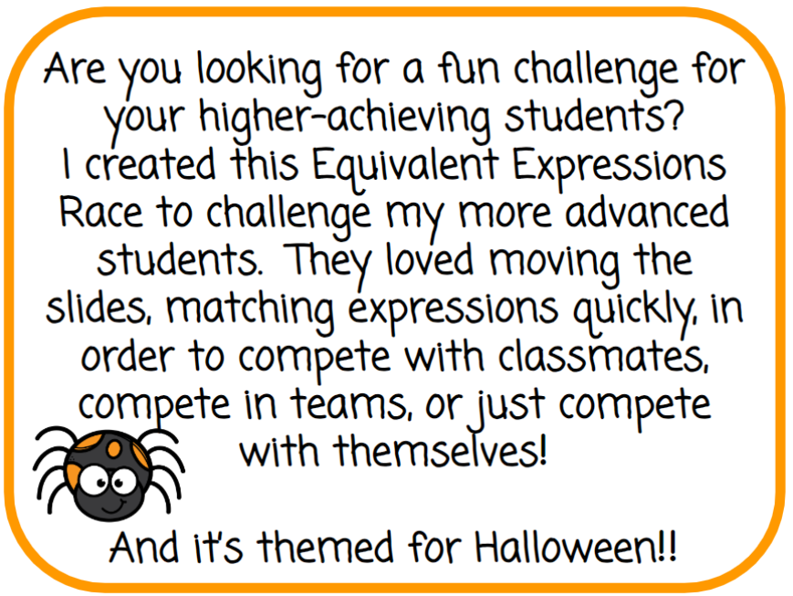 Halloween Equivalent Expressions Race - Digital