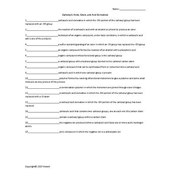 Organic Chemistry Vocabulary Worksheet Review Bundle - Amped Up Learning