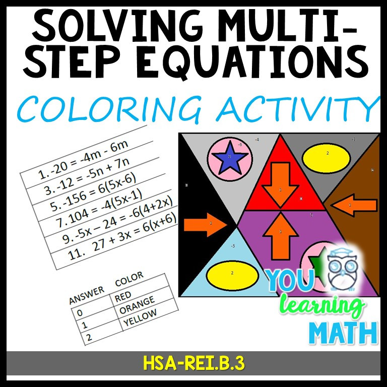 COLORING ACTIVITY SOLVING MULTI STEP EQUATIONS Amped Up Learning COLORING ACTIVITY SOLVING MULTI STEP EQUATIONS Amped Up Learning