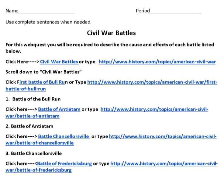 Civil War Battles Webquest - Amped Up Learning