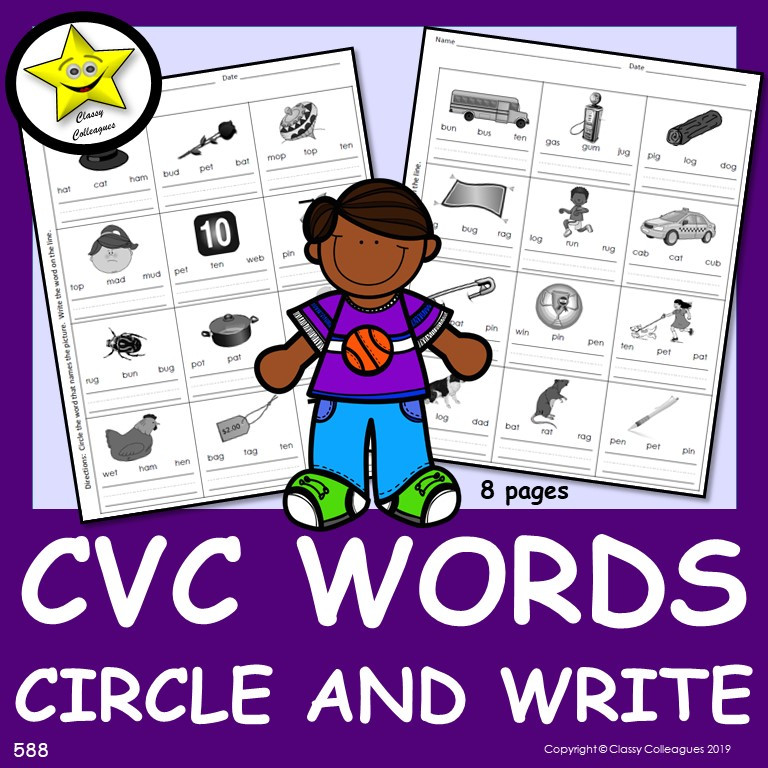 CVC WORDS Circle and Write - Amped Up Learning
