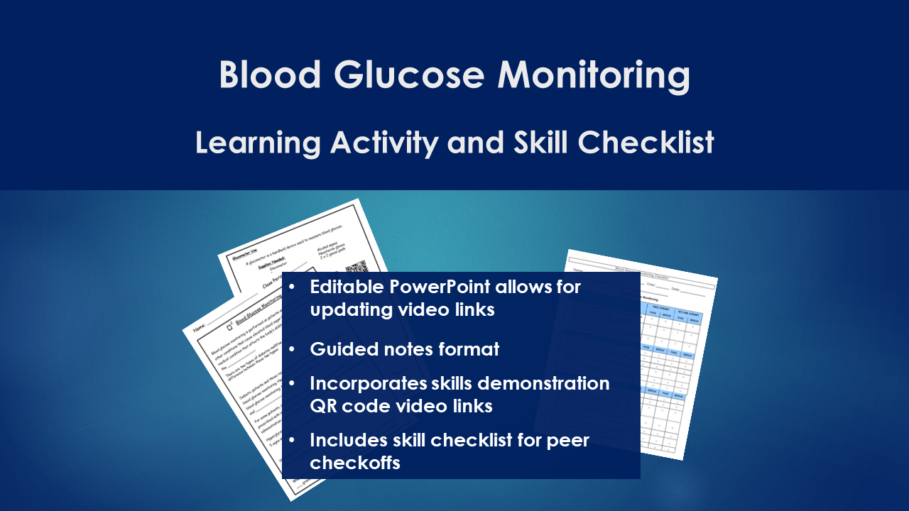 Blood Glucose Monitoring Activity With QR Code Video Links & Skill ...