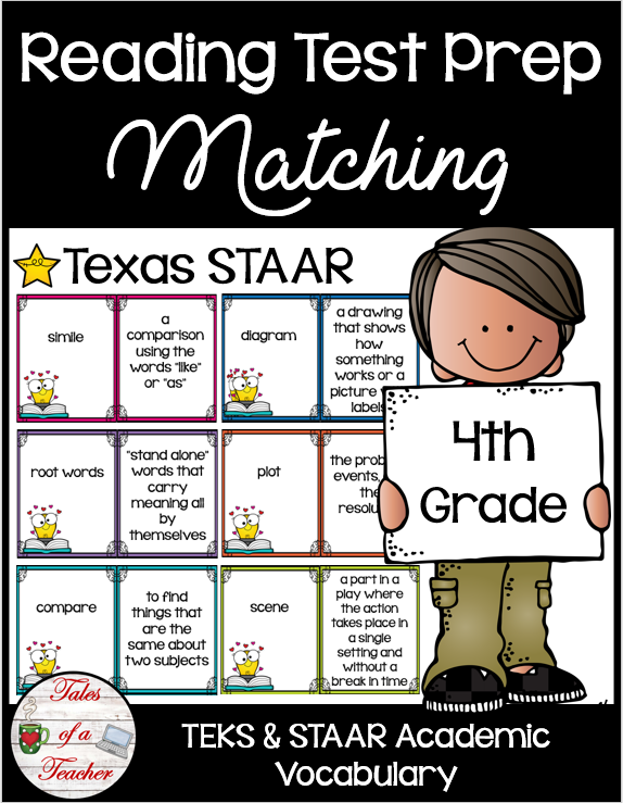 4th Grade STAAR Reading Matching Test Prep - Amped Up Learning