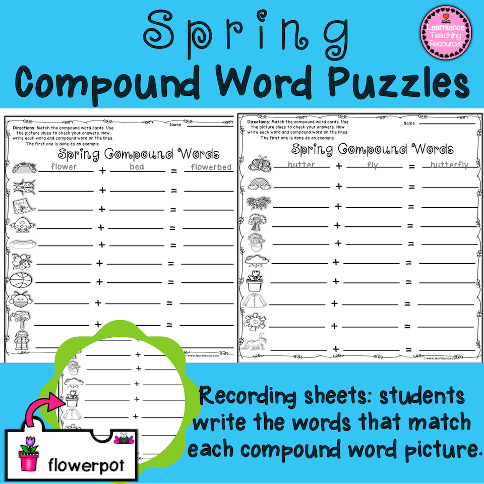Spring Compound Word Puzzles for Word Work and Literacy Activities ...