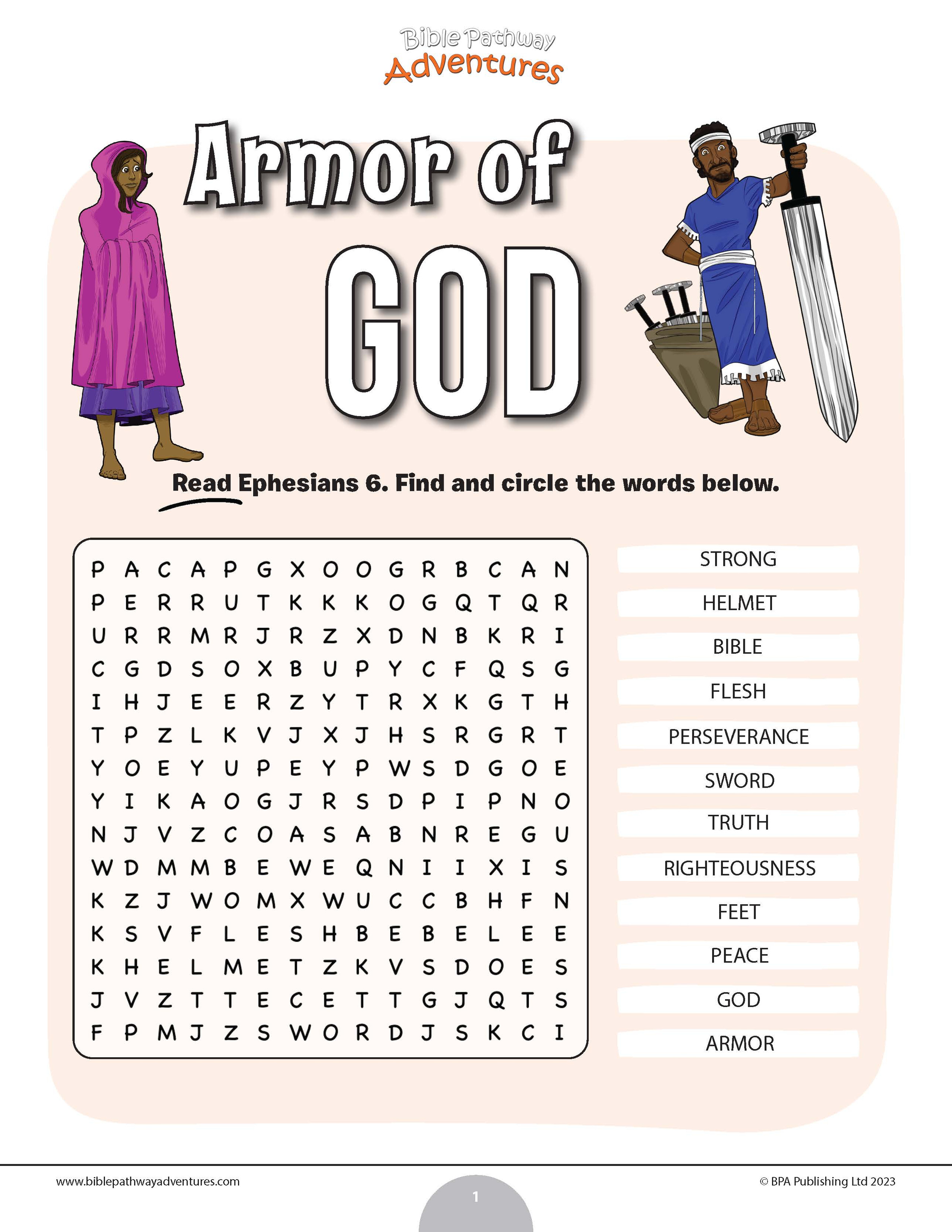 Armor of God Word Search | Bible Verse Word Search