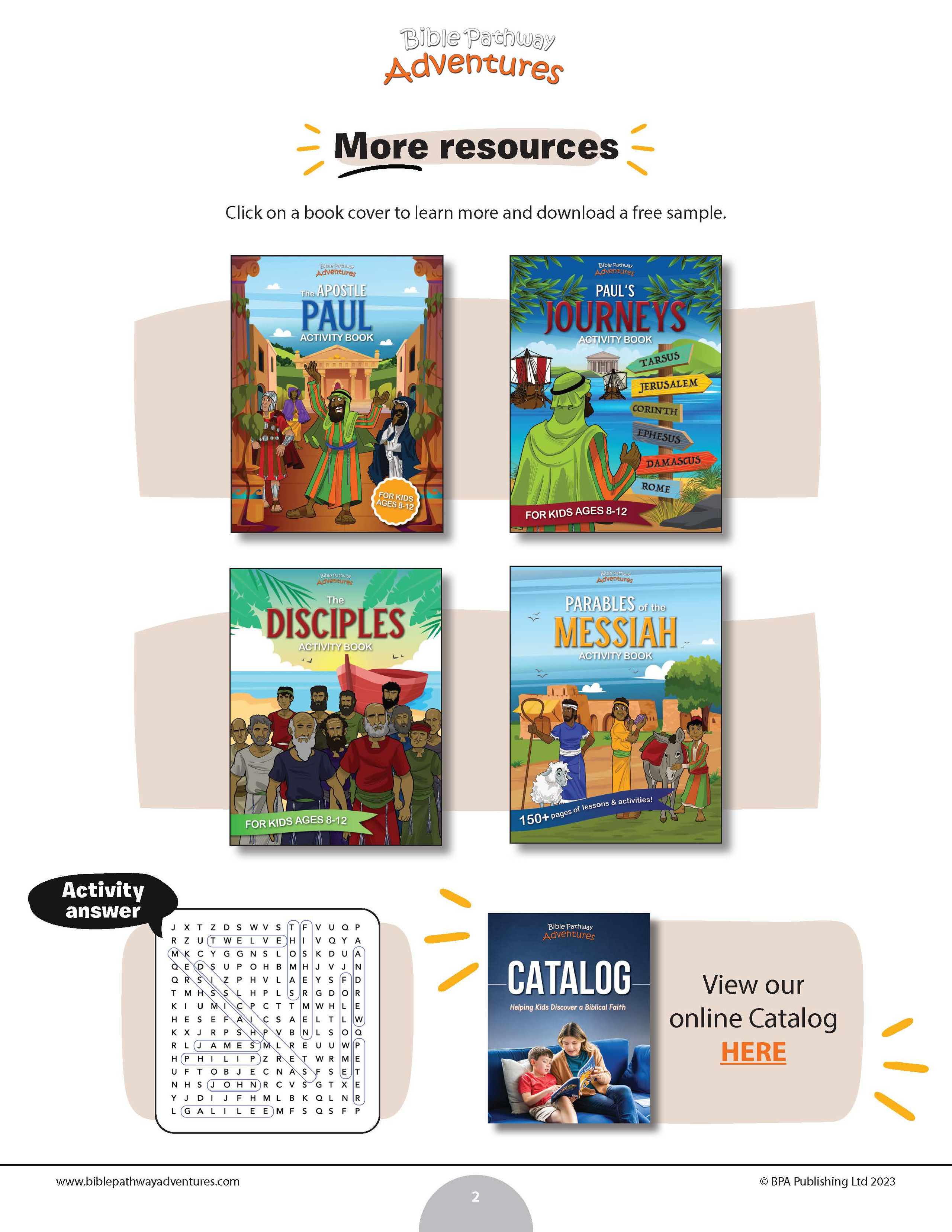 12 Disciples of Jesus Word Search