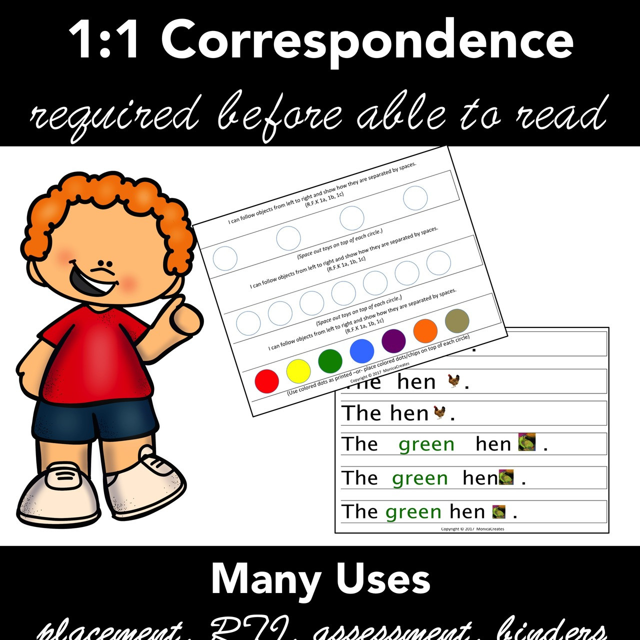 1:1 Correspondence - Print Awareness - Early Literacy Assessment ...