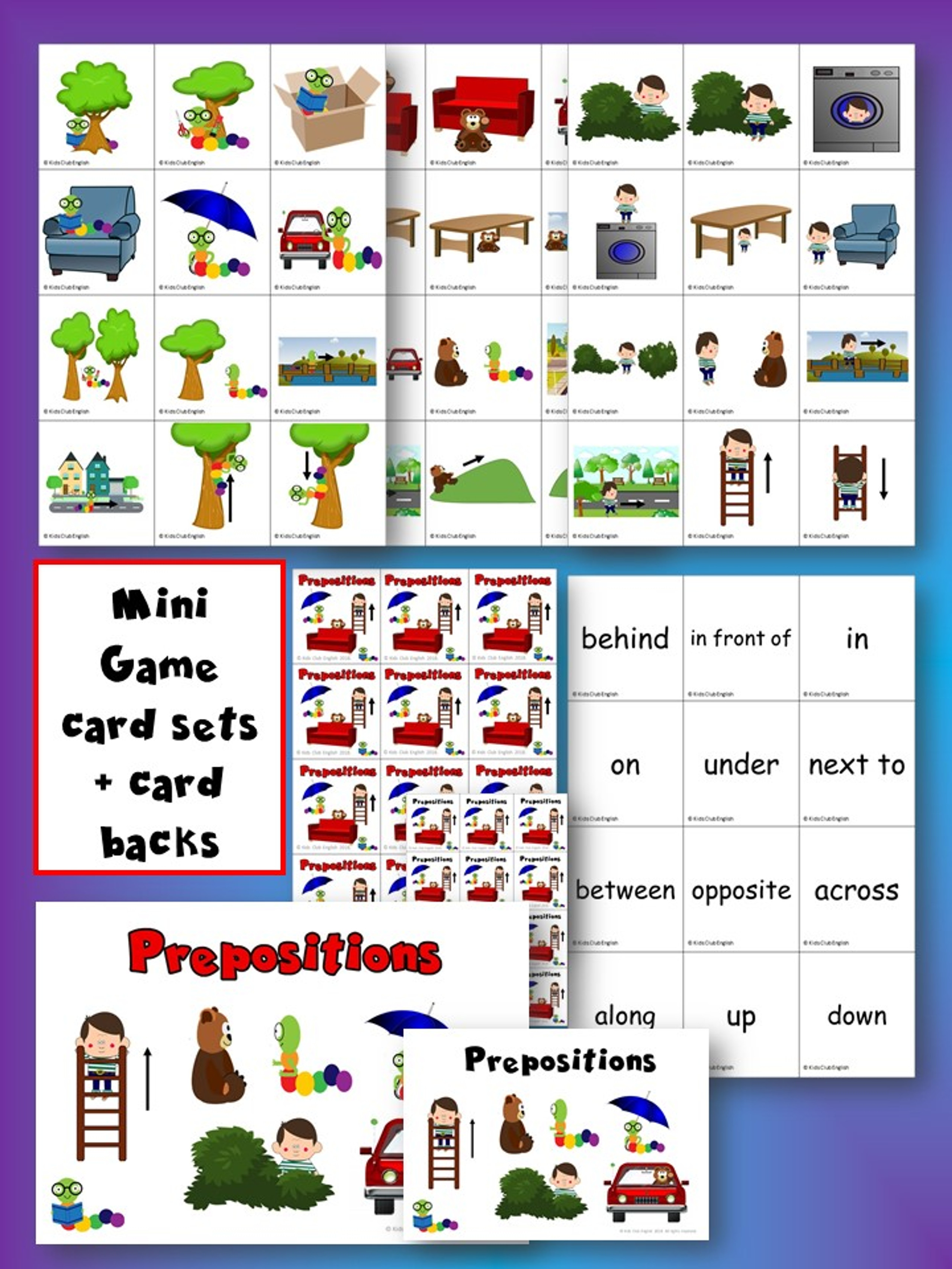 Prepositions Flashcards and Game set - 3 distinct image sets + text ...