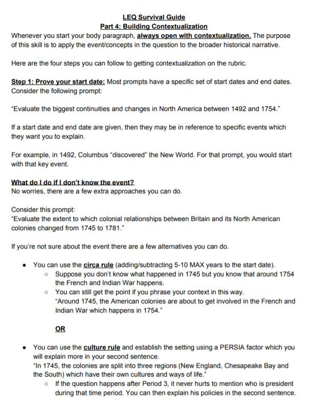 AP US History LEQ Survival Guide - Amped Up Learning
