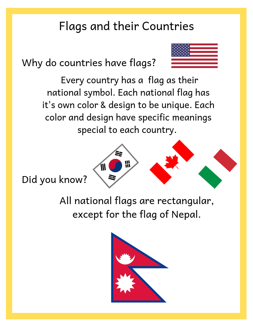 Kindergarten Social Studies Worksheet (Flags and their Countries)