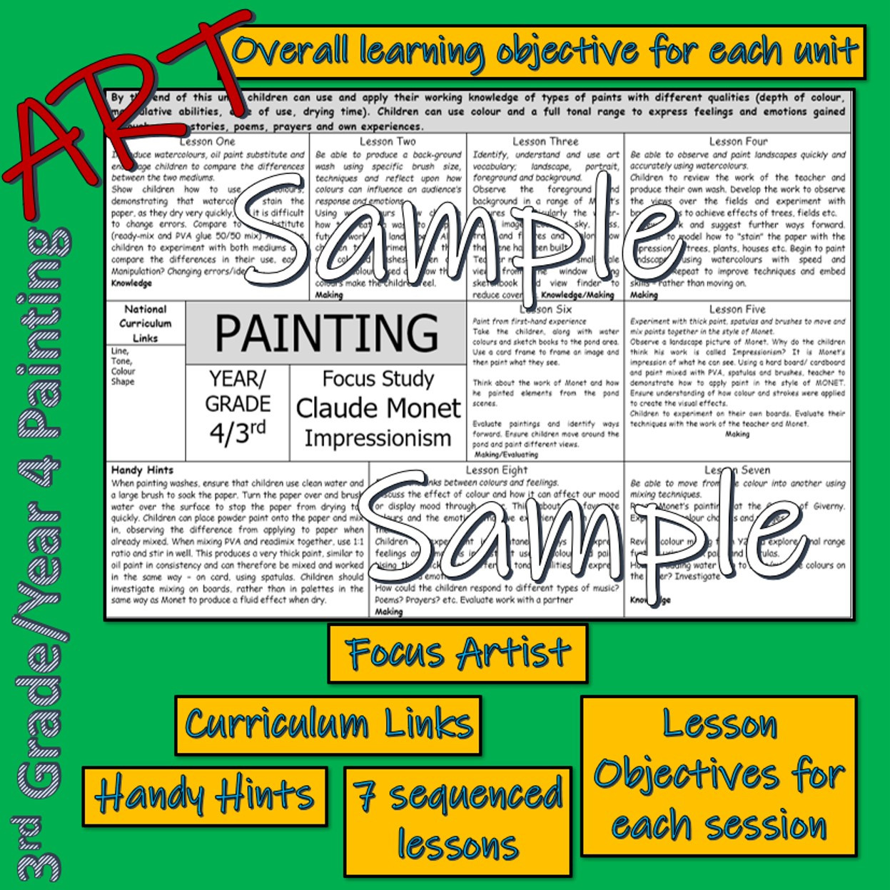 Art Lessons - 3rd Grade (Y4 UK), Artists, Skills, Hints and Resources ...