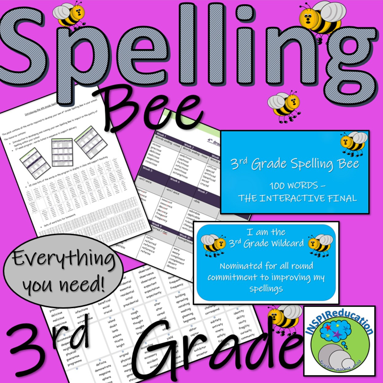 3rd Grade Spelling Bee - All You Need! 176 pages of resources - Amped ...