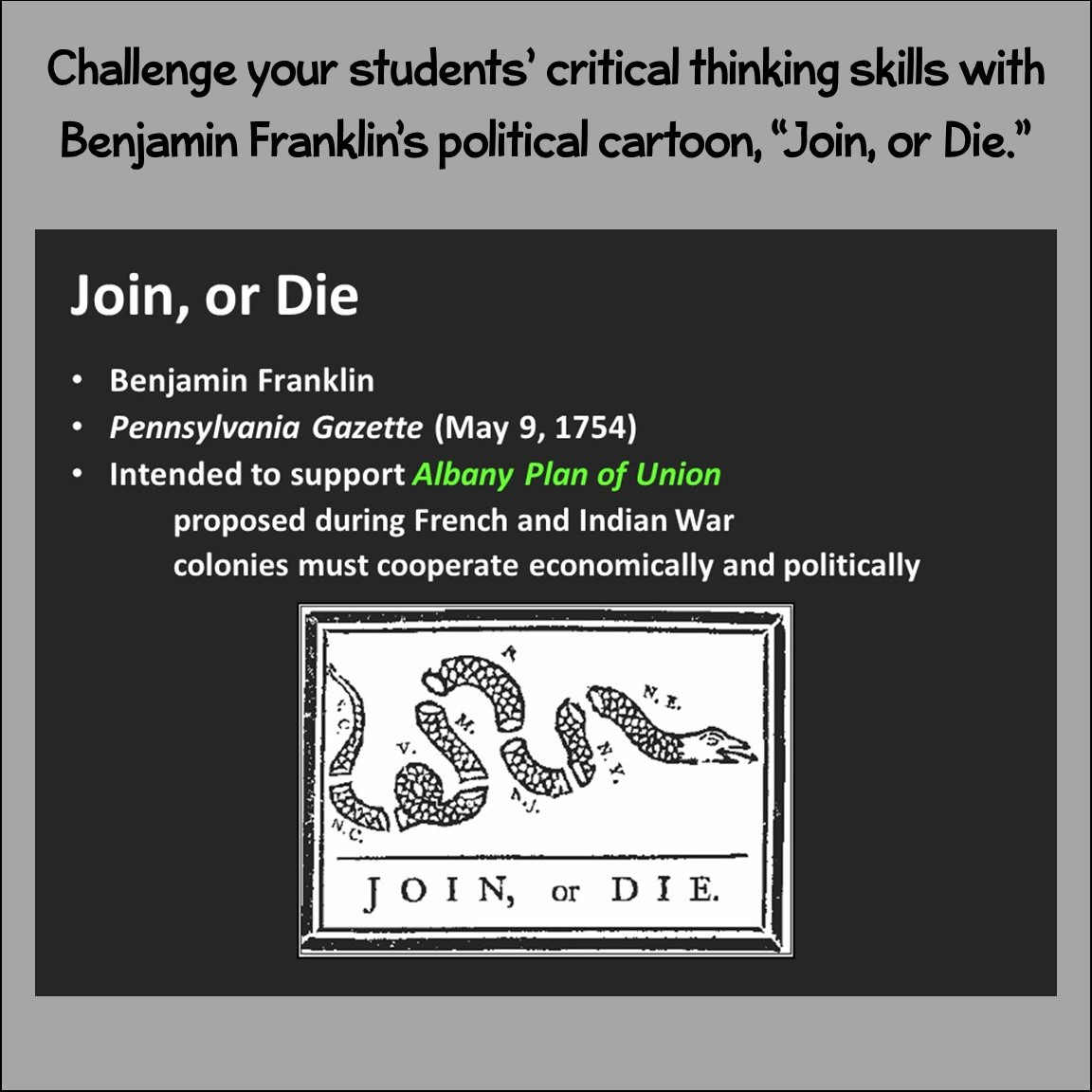 Political Cartoon: Join or Die - Amped Up Learning