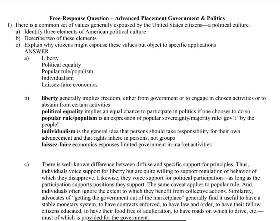 AP Government FRQ Example Project Book