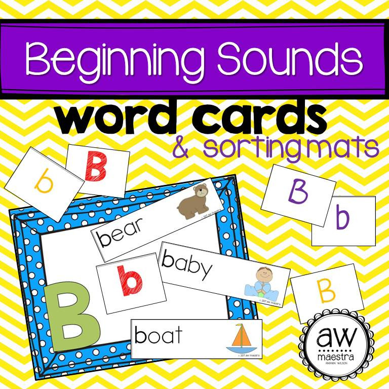 Beginning Sound Word Cards and Sorting Mats Literacy Center - Amped Up ...