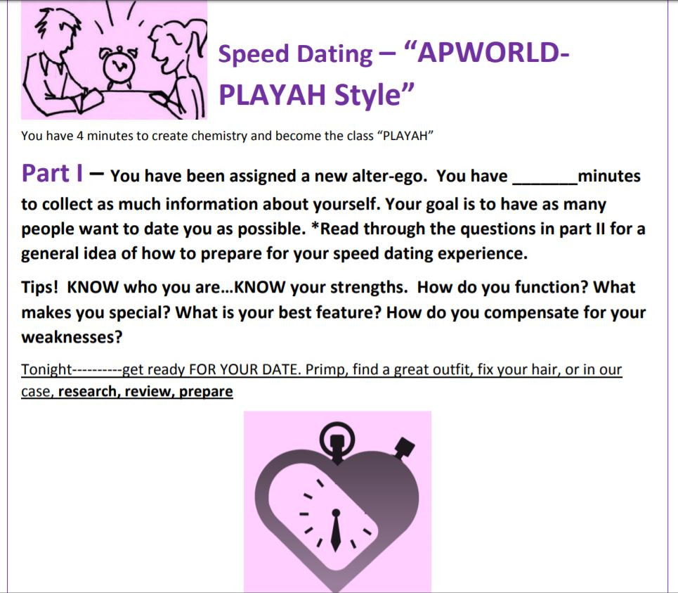 Speed Dating AP WORLD History Style - Complete Review Activity