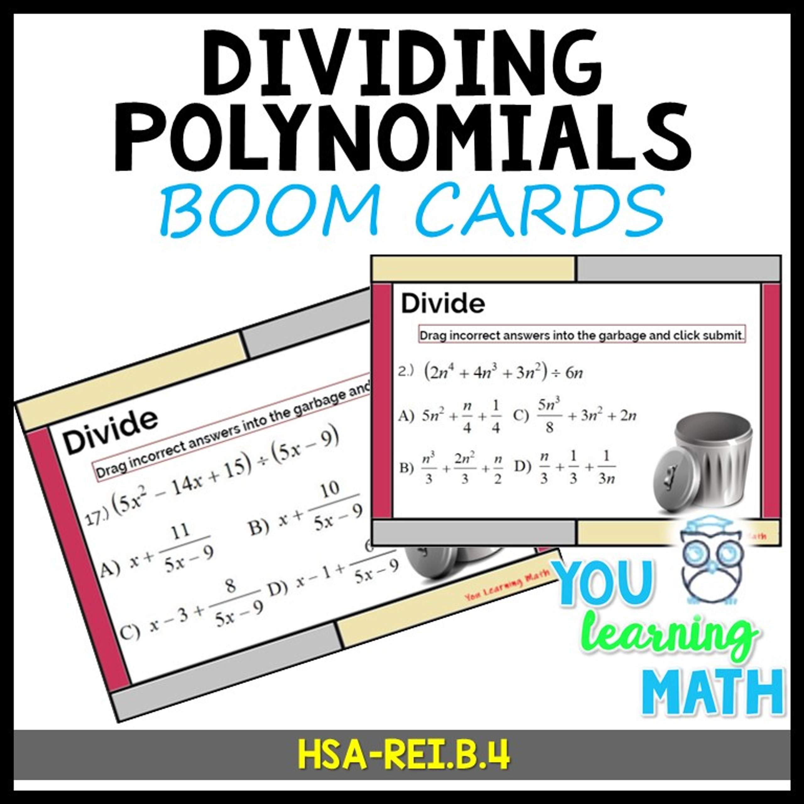 Dividing Polynomials - BOOM Cards: Digital Task Cards + Printable Task ...