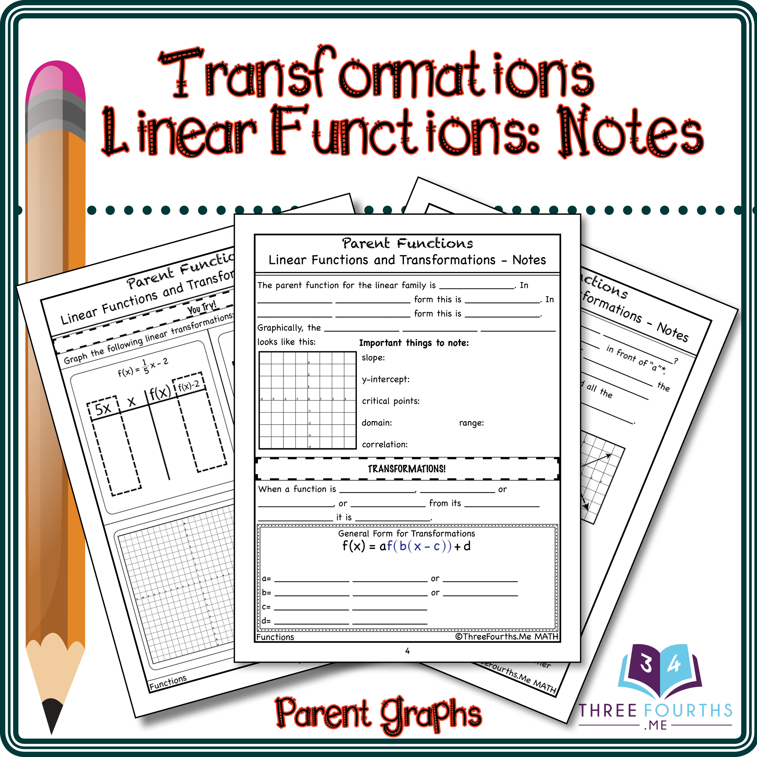 Transformations Of Linear Functions Notes Amped Up Learning
