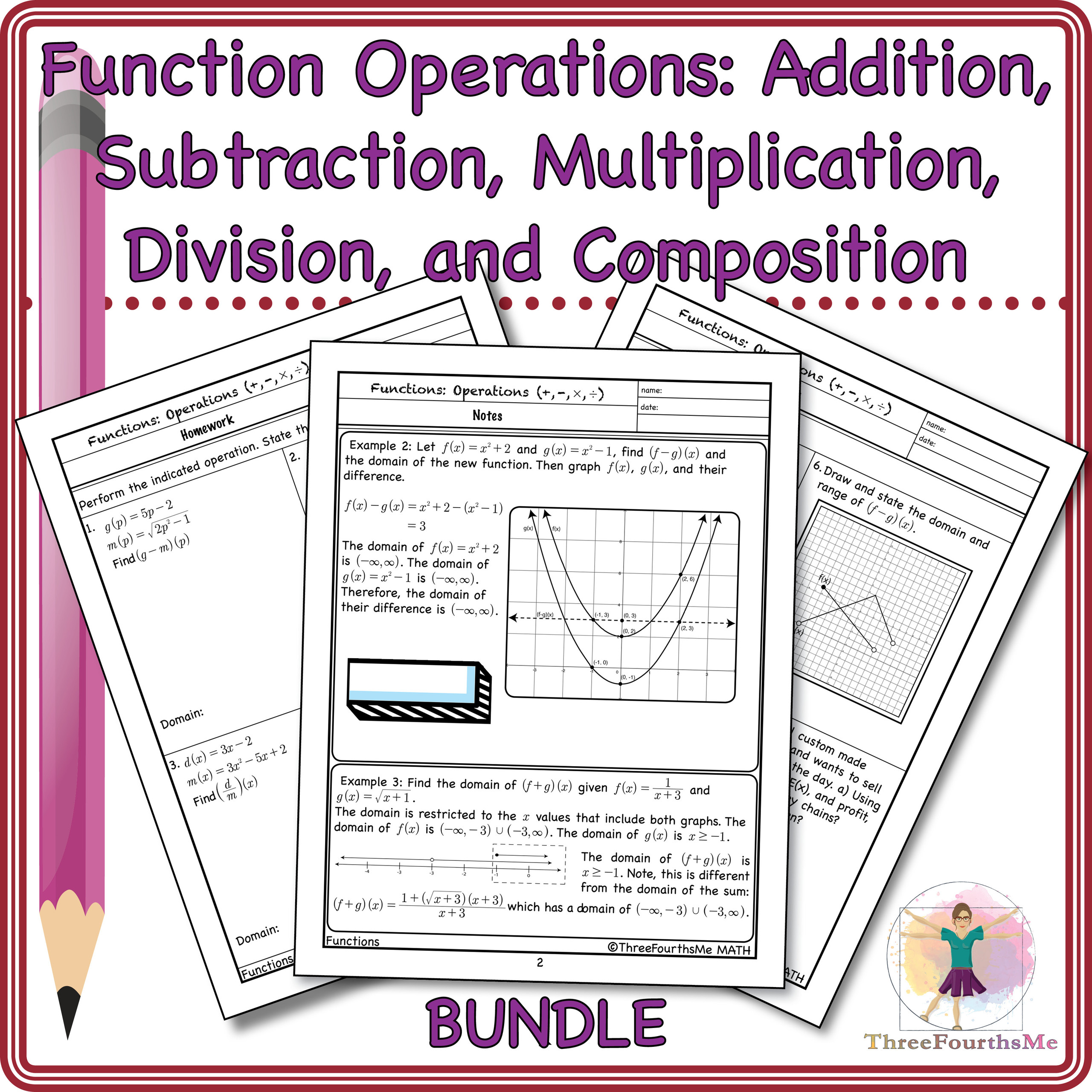 Operation Of Functions Add Subtract Multiply Divide And