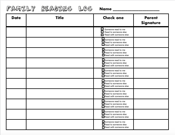 Family Reading Logs - Amped Up Learning