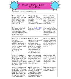 Island of the Blue Dolphins Choice Menu