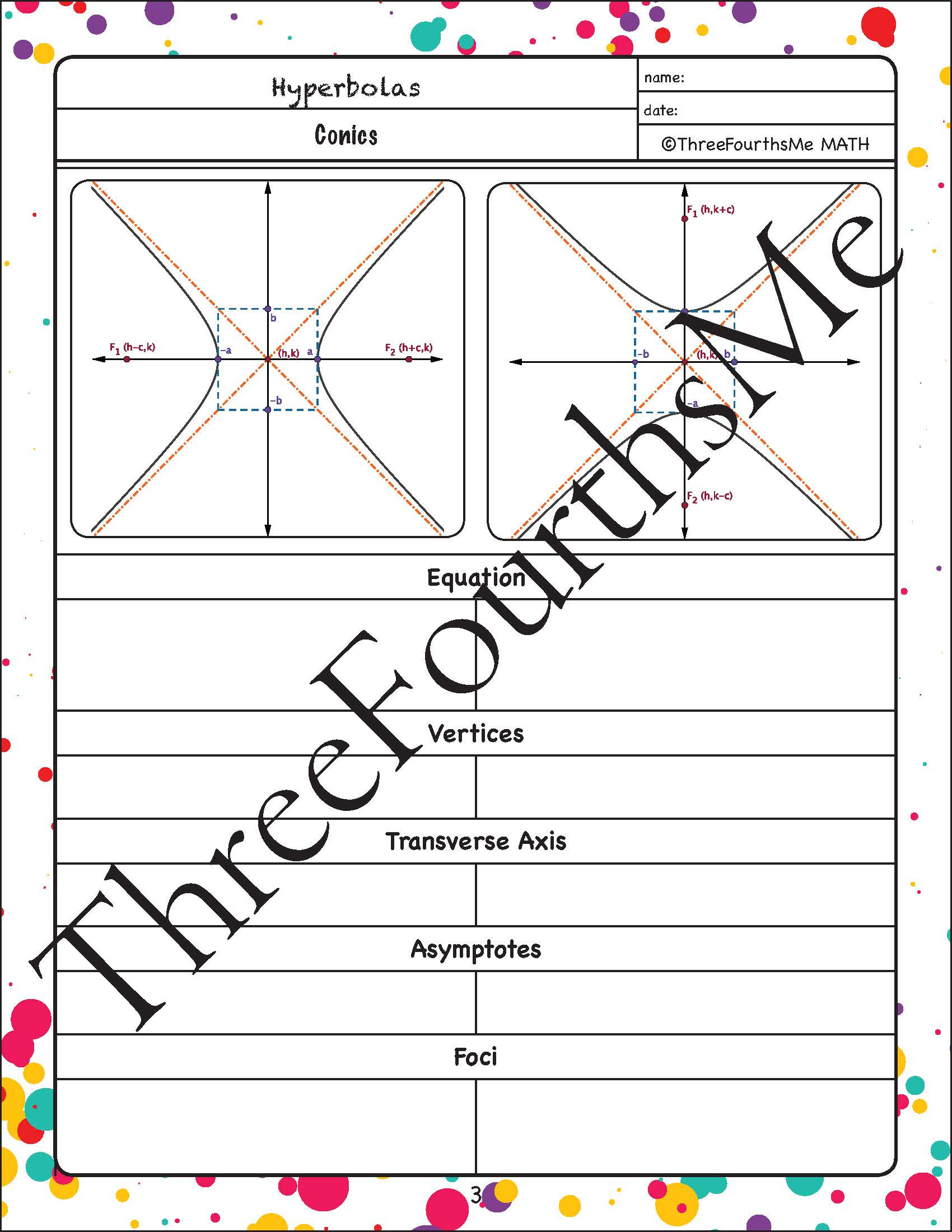 Conics Hyperbolas Scaffolded Notes Amped Up Learning