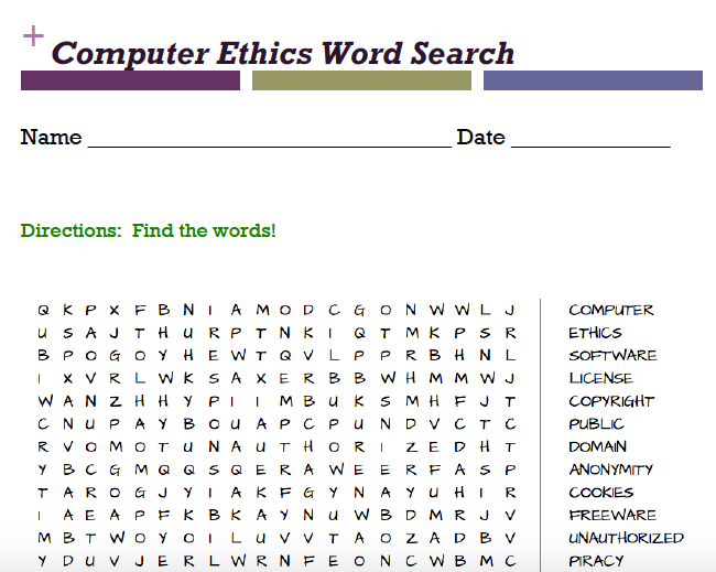 Computer Ethics Word Search - Amped Up Learning
