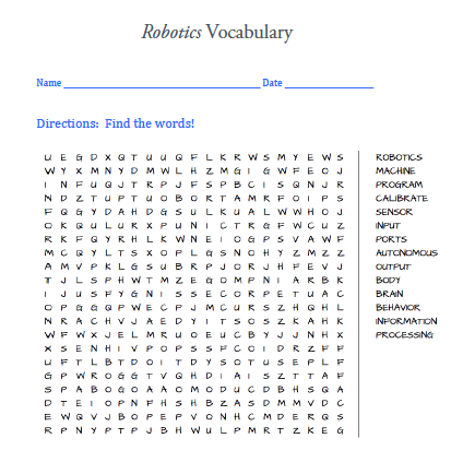 Robotics Word Search - Amped Up Learning