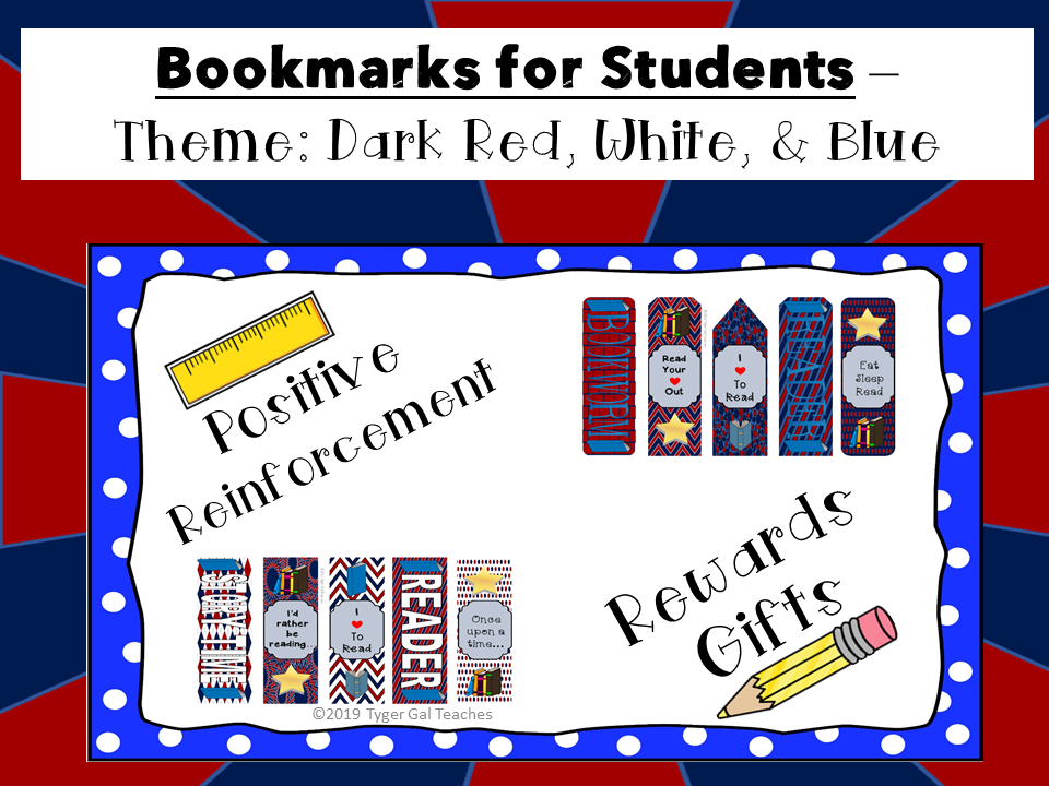 Bookmarks - Dark Red, White, and Blue - Amped Up Learning