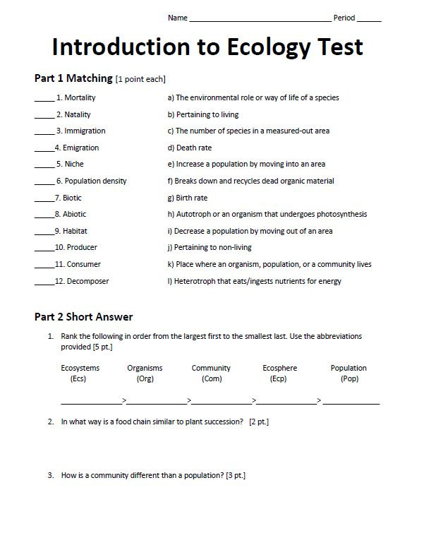 Ecology Test - Amped Up Learning