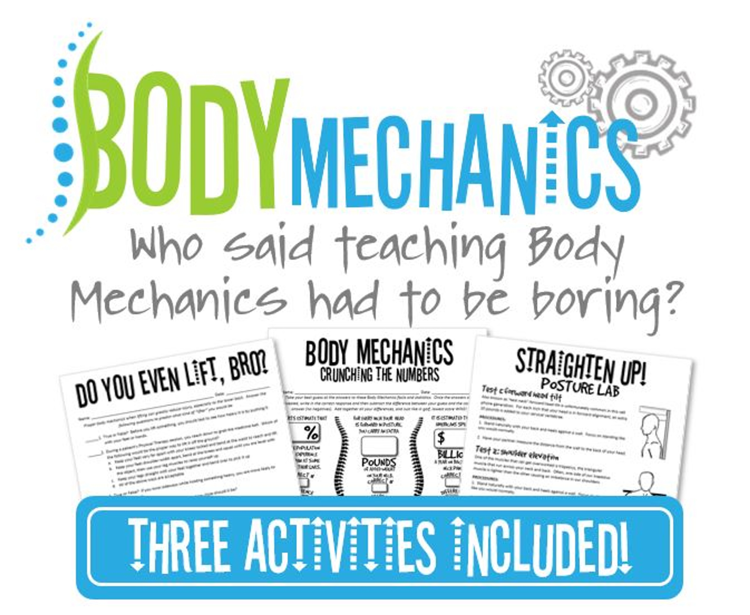 Body Mechanics Bundle- 3 Activities Included! Great for Health Science ...