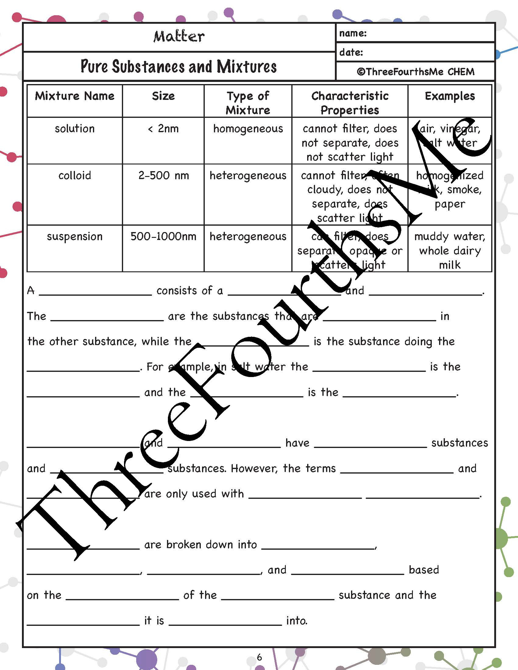 Pure Substances and Mixtures Scaffolded Notes - Amped Up Learning