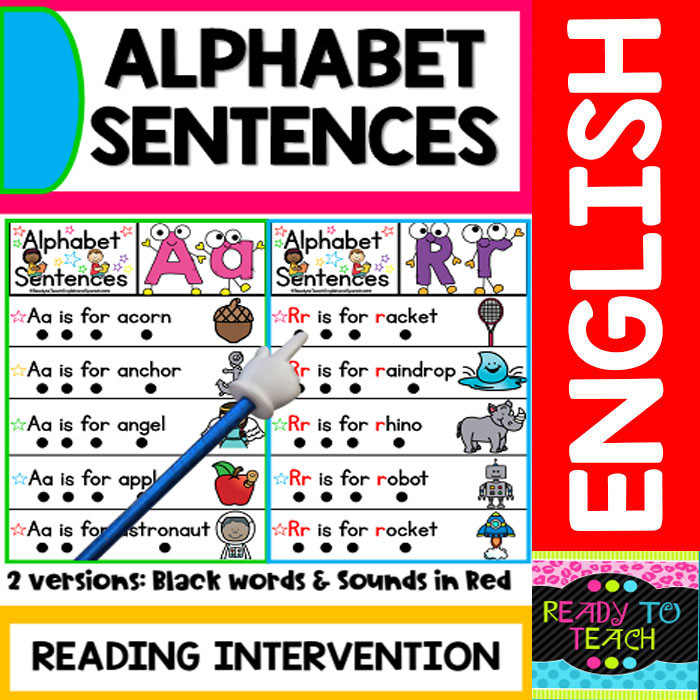 Alphabet Sentences - 2 Versions - English Version - Amped Up Learning