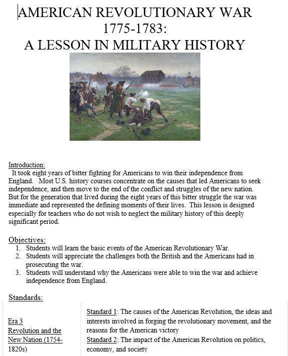 American Revolutionary War 1775-1783: A Lesson in Military History ...