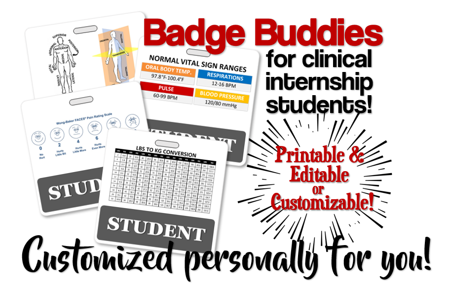 Badge Buddies- CUSTOMIZABLE! Great for Clinical Internship Students ...