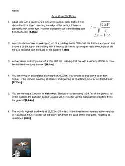 Projectile Motion Worksheets - Amped Up Learning
