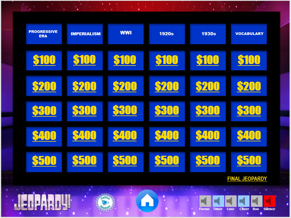 20th Century Jeopardy Review Game - Imperialism, Gilded Age, 20-30s ...