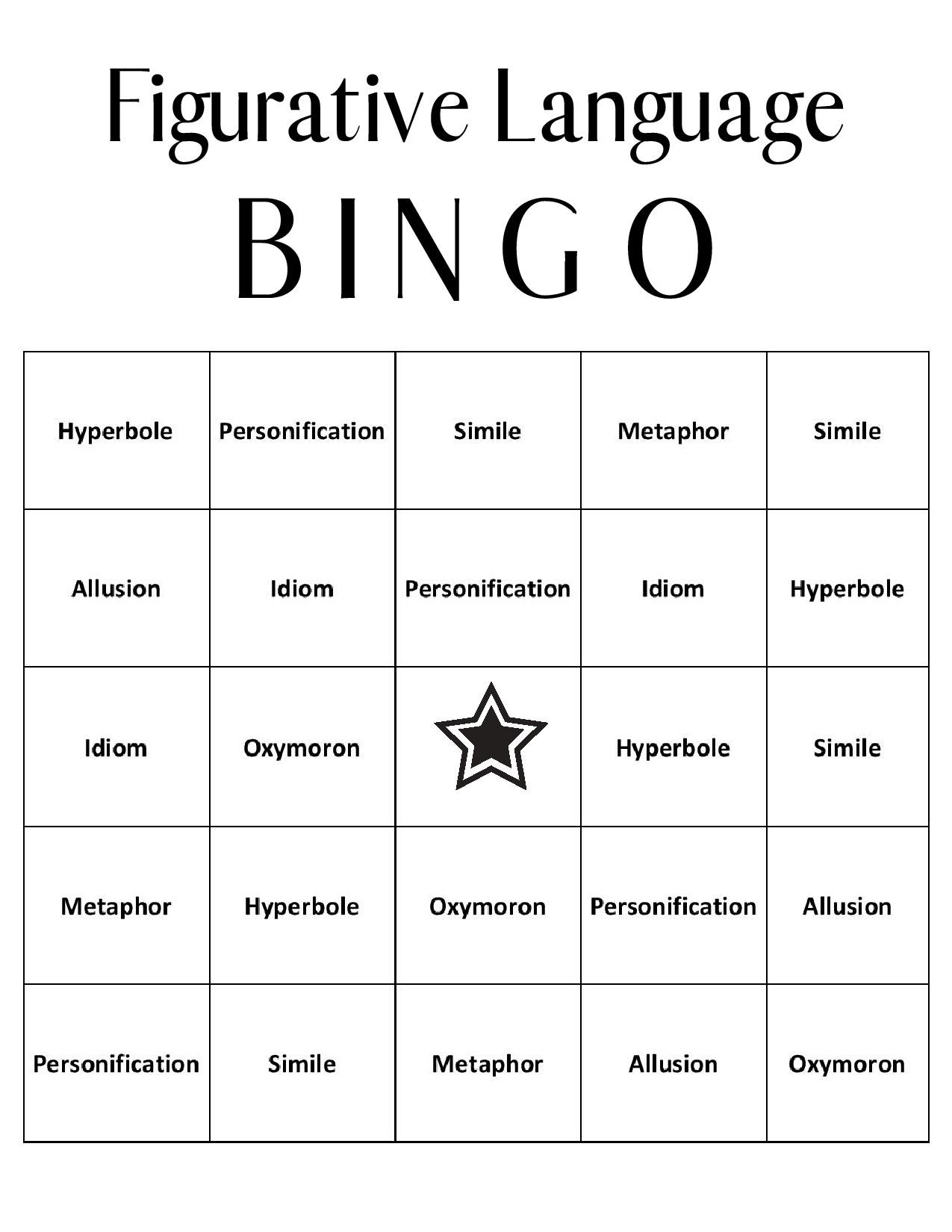 Figurative Language BINGO and Quiz - Amped Up Learning