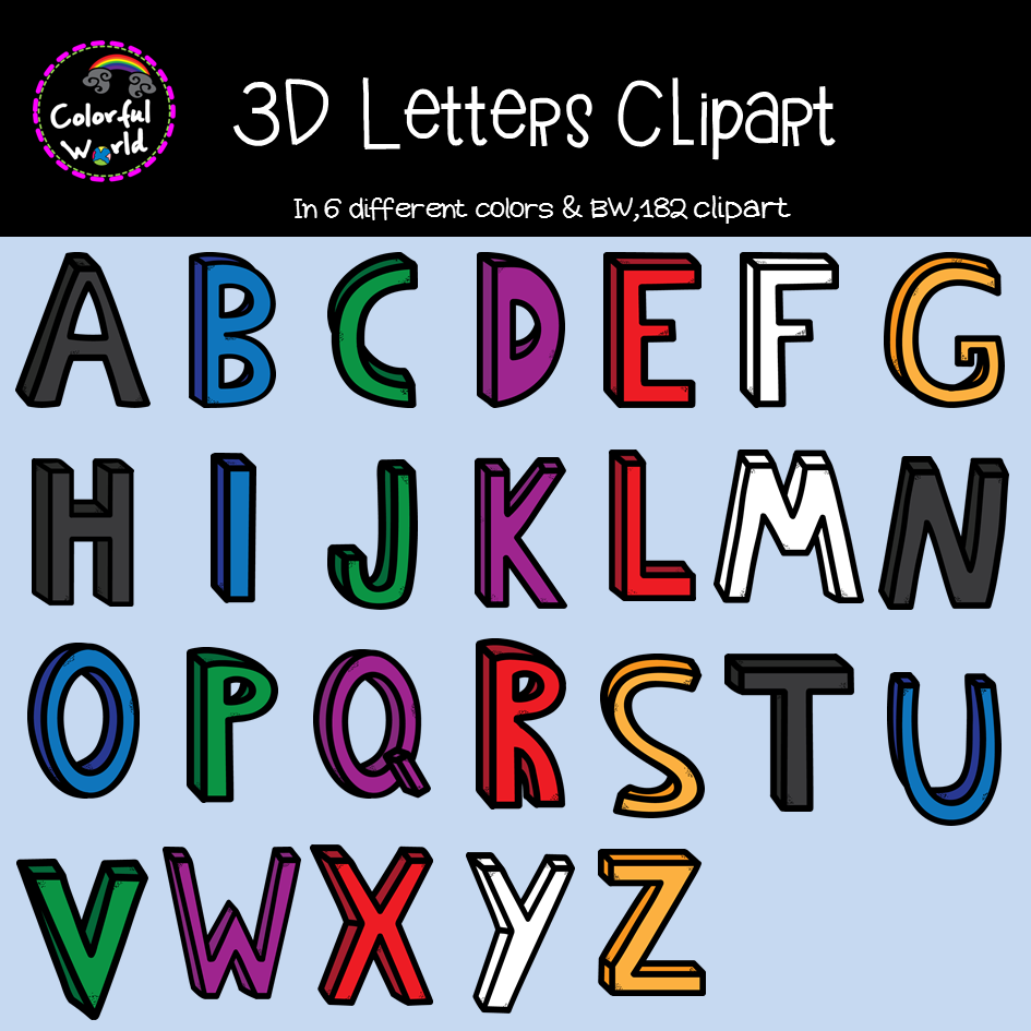 3D letters clipart - Amped Up Learning